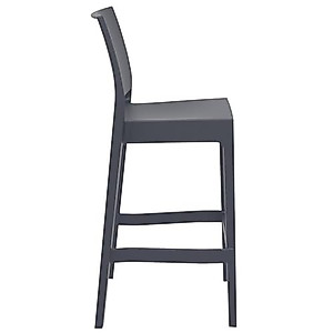 Pemberly Row 29.5" Resin Barstool in Dark Gray Finish - Set of 2