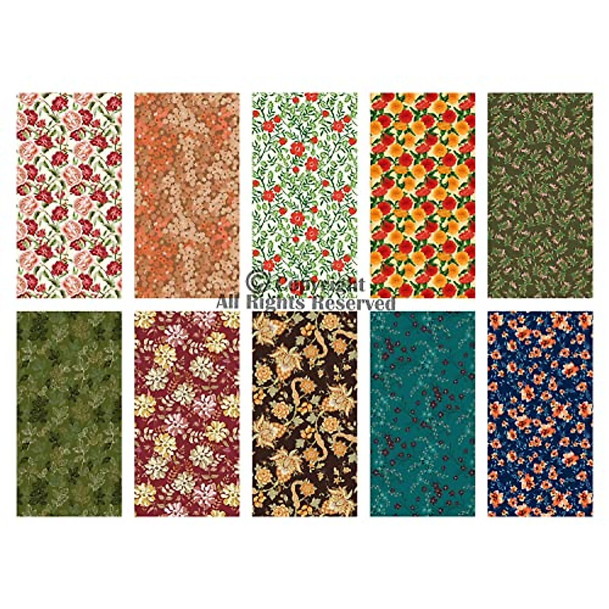 Craftido -25 Options- 100% Cotton Quilting Fabric Bundles 10pcs Fat Quarters 18”x21”-Medium Weight 5.2 oz- for Quilting, Sewing Project, Patchwork, DIY Crafts - Retro Style