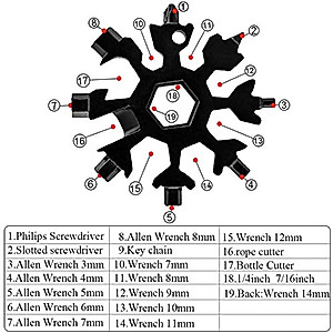19 In 1 Incredible Tool - Easy N Genius - FEX 18-in-1 Stainless Steel Snowflakes Multi-Tool (Black)