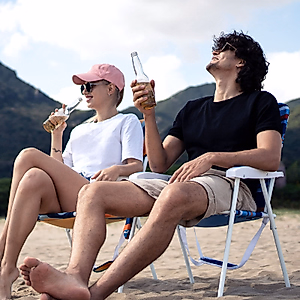 SunnyFeel 15" Tall Folding Webbed Lawn Beach Chair for Adults 2 Pack, Oversized Portable High Seat Sand Chair Heavy Duty 300 LBS, Foldable Camping Chairs for Camp/Outdoor/Picnic/Concert/Sports