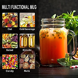 16 oz Mason Jars with Handle,Old Fashioned Drinking Glasses with Chalkboard Labels and Silver Metal Lids,Glass Mugs for Party or Daily use,Set of 12.