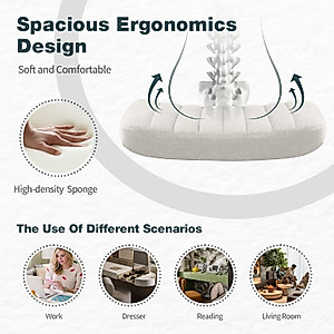 JUMMICO Armless Office Desk Chair No Wheels, Cross Legged Office Chairs Padded Wide Seat, Fabric Modern Adjustable Swivel Accent Chair, Computer Task Vanity Chair for Home Office (Beige)