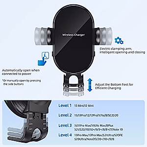Nalwort Wireless Car Charger Auto Clamping with Air Vent and Dashboard Mount 15W Qi Fast Charge Wireless Car Charger Mount for iPhone 14/14 Pro Max/13, Samsung S21/S20/S10/S9, Note 20