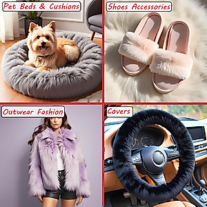 Barcelonetta | Faux Fur Fabric | by The Piece | Pre-Cut | Faux Fur Squares | Fur Fabric for Arts & Crafts, Costume, Decoration, Upholstery, Cushion (White, 10" X 10")