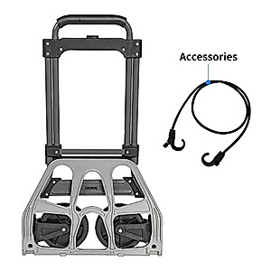 Leeyoung Folding Hand Truck and Dolly, 264 Lb Capacity Heavy-Duty Luggage Trolley Cart with Telescoping Handle and PP+EVA Wheels