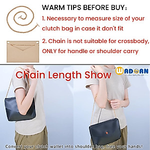 WADORN 1 Set Purse Organizer Insert Conversion Kit with Gold Chain, 8.62x6.1 Inch Felt Handbag Organizer Insert 24 Inch Chain Inner Pocket Liner Clutches Envelope Bag Handbag Convert Accessory, Beige