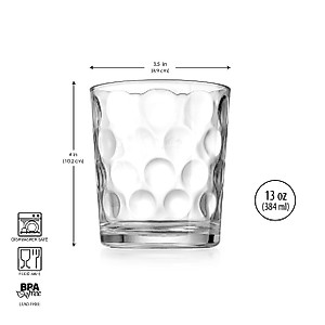 Glaver's Whiskey Glasses 13 oz. Barware Set of 4 Old Fashioned Glasses for Whisky, Scotch, Bourbon, Liquor, and Cocktails.