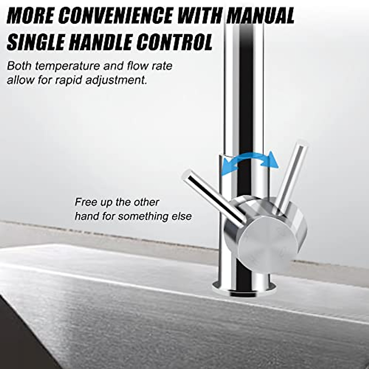 JIFEHO Spring Kitchen Sink Faucet, Household and Commercial Pull Down Type Pre-Rinse Faucet Features Spray & Stream Modes, High Arc Single Handle, 1 Hole Mount, Mix Hot & Cold Water, Chrome Finish