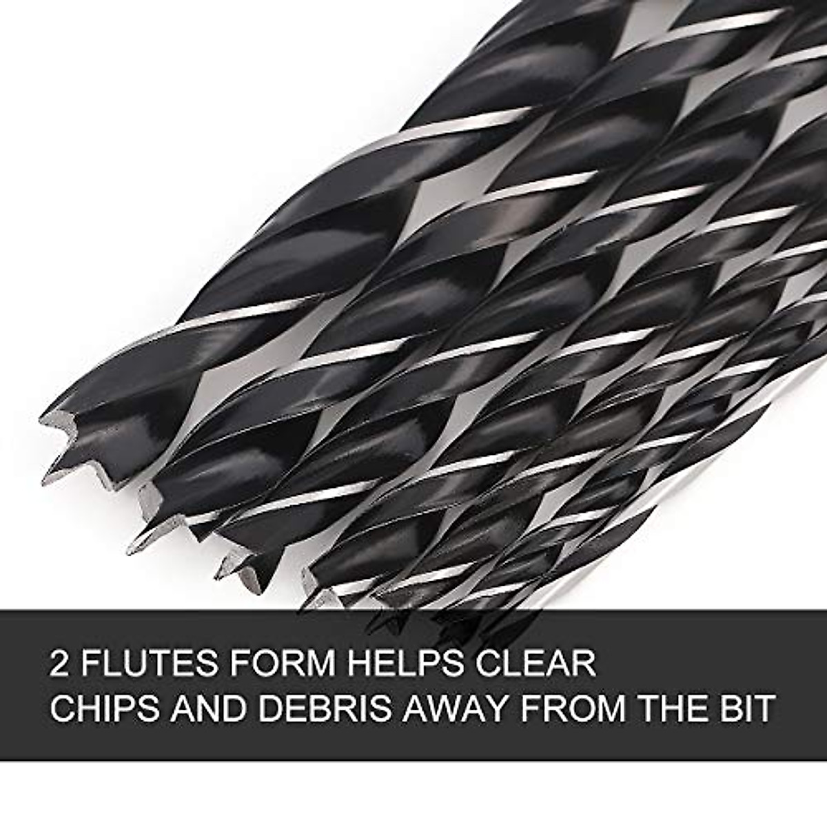 COMOWARE Extra Long Brad Point Drill Bit Set - 300mm Carbon Steel Wood Drill Bit Set for Hardwood, Plywood, Plastic, Aluminum, 7Pcs | 1/8'', 3/16'', 1/4'', 5/16'', 3/8'', 7/16'', 1/2'' (7 Pcs)