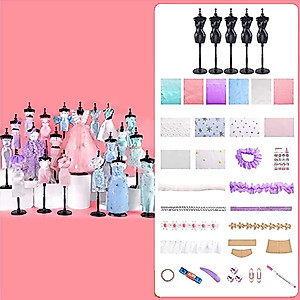 soputry Dress Design Craft Making Kit, Fashion Designer Kits for Girls with Mannequins Clothing Creative DIY Art Craft Toys, Doll Clothes Sewing Kit for Girls Ages 6-12+ Birthday Gift (Set A)