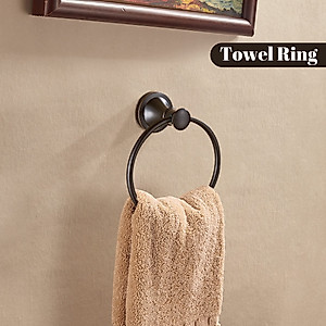 WOLIBEER Bronze Towel Ring, Oil Rubbed Hand Towel Holder Rustic Bathroom Towel Hanger SUS 304 Stainless Steel Towel Rack Wall Mounted