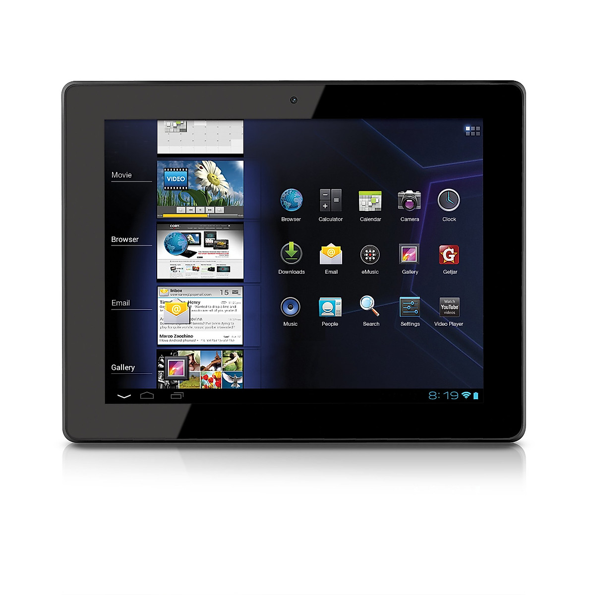 Coby Kyros 9.7-Inch Android 4.0 8 GB 4:3 Capacitive Multi-Touchscreen Internet Tablet with Built-In Camera, Black MID9742-8