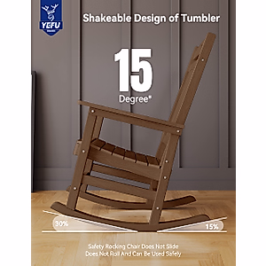 YEFU Outdoor Rocking Chair Oversized,Seat Depth 22",Backrest Height 31",Patio Poly Wide Rocker Chair with 380lbs Weight Capacity,Weather Resistant,for Lawn,Porch,Backyard,Indoor and Garden(Teak)