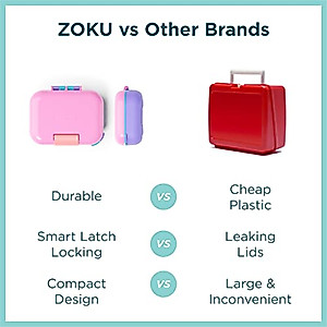 ZOKU - Mini Bento Box for Kids, Stackable, Lightweight, Leakproof, for Children, Kid Friendly Latch, Easy to Clean (Bento Jr) (Pink)