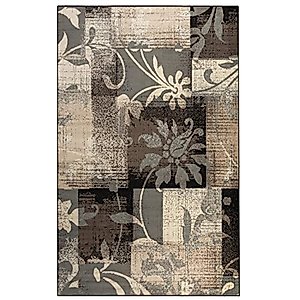 Superior Indoor Area Rug, Jute Backed, Perfect for Entryway, Office, Living/Dining Room, Bedroom, Kitchen, Floor, Modern Floral Patchwork Decor, Pastiche Collection, 5' x 8', Beige