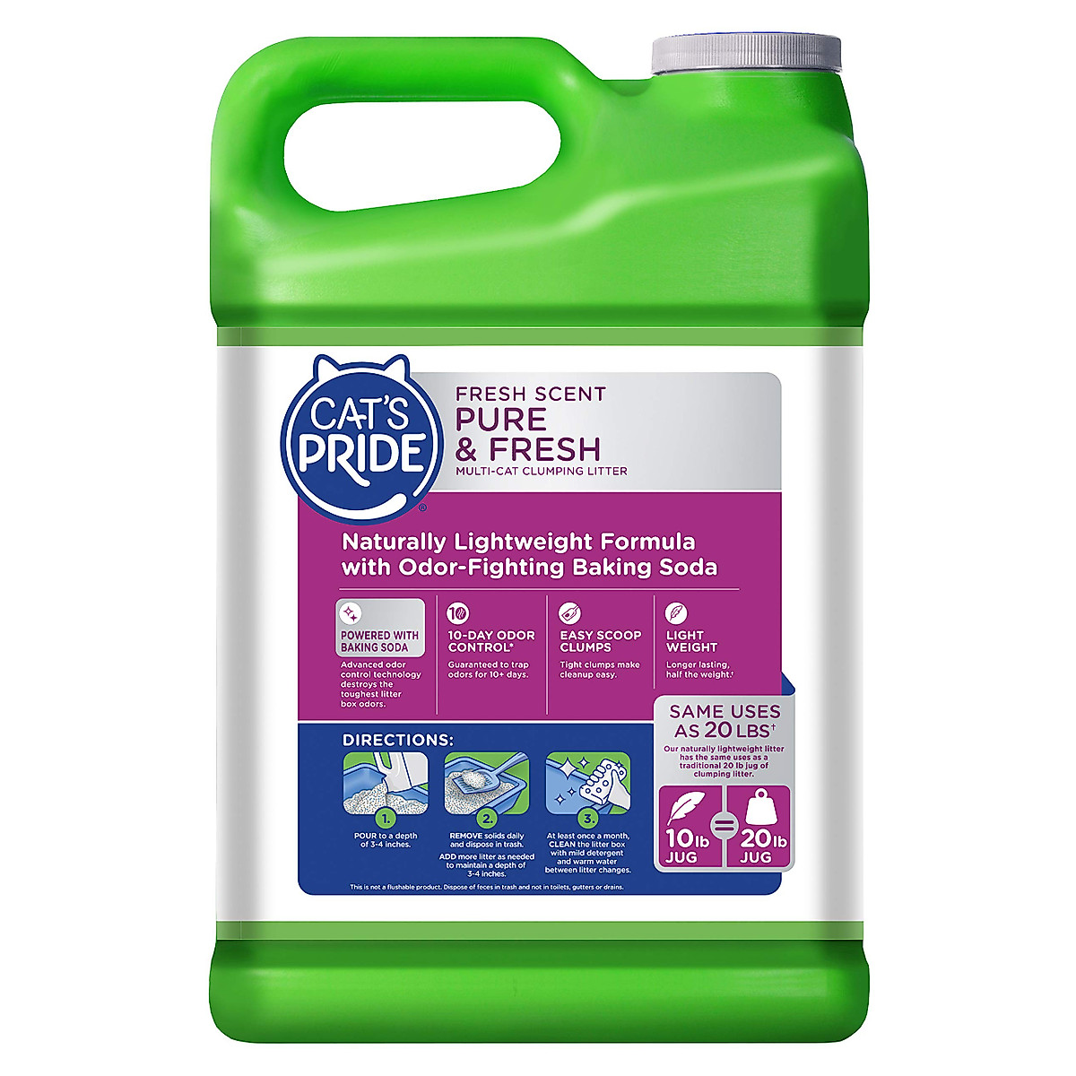 Cat's Pride Fresh Scent Pure & Fresh Multi-Cat Clumping Litter, 10-Pound Jug, Pack of 2