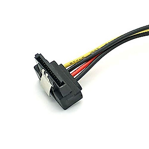 Tivid sata Power 90 Degree Adapter SATA 15pin Power Extension Cable,SATA 15 Pin Male to 90 Degrees Female Power Cable Adapter,0.5ft