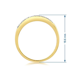 Jewelili 10K Yellow Gold 1/6 Cttw Natural White Round Diamonds Anniversary Ring, Size 6