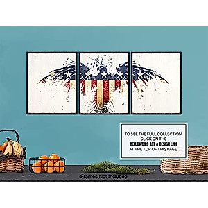 Patriotic Decor - American Eagle Wall Decor - American Flag Wall Decor - Patriotic Decorations - USA Wall Art - Patriotic Gifts for Marine, Army, Air Force, Navy Veteran - 8x10 Poster Set