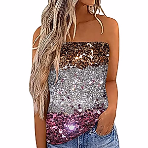 Gerichy Womens Tops Dressy Casual, Blouses for Women, Shirts for Women, Women's 4th of July Tops American Flag Print Off The Shoulder Tube Top Dressy Casual Blouses Tops