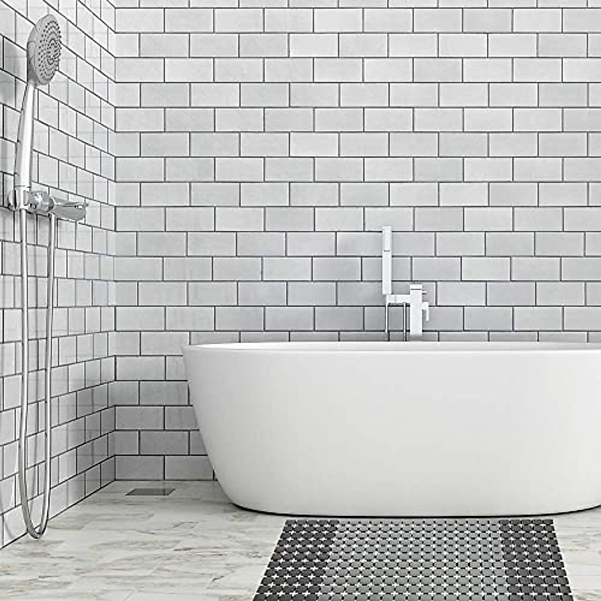 BEMISO Non Slip Massage Bathtub Mat,Shower Mat Non Slip 33.4 x 15.7 Inch Large Size with Suction Cups and Drain Holes Bath Mat for Tub