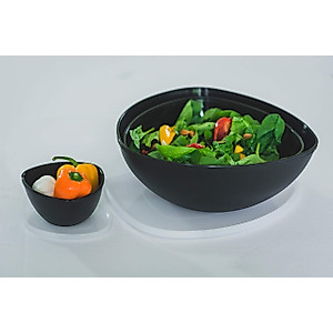Coza Stackable and Unbreakable Serving Bowl for Mixing, Serving, Salad or Dessert with Lid- Set of 6 (3 Bowls + 3 Lids) (Black)