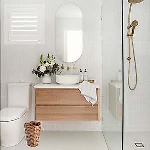 ZOOFOX 2 Pack Bathroom Trash Can, 1.5 Gallon Small Garbage Can with Wicker Style, Plastic Wastebasket for Toilet, Office, Bedroom, Living Room