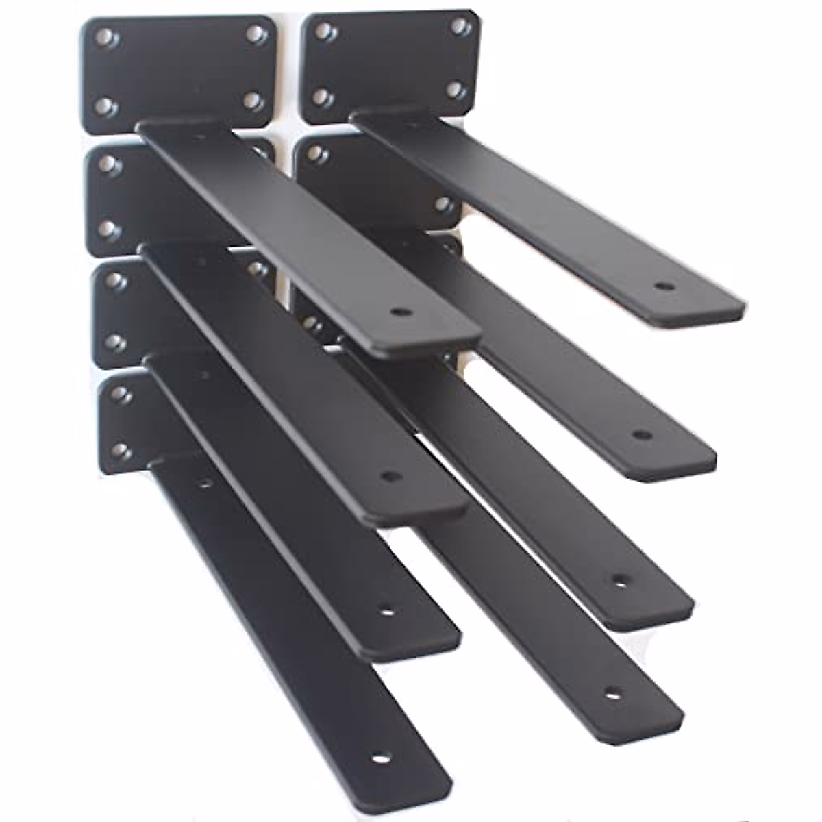 8 Pack - 11 inch Black Hidden L Shelf Bracket (1/5 Inch Thicked) Iron Shelf Brackets, Metal Shelf Bracket, Industrial Shelf Bracket, Modern Shelf Bracket, Metal L Brackets for Shelves Support