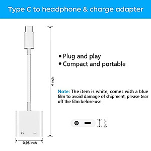 QINGLER USB Type C Headphone Adapter to 3.5mm Audio Adapter with Charger 2 Pack for Music, Charge and Line Control, Compatible with Samsung Galaxy S22 S21, iPad pro 2018/20/21, Huawei, One Plus
