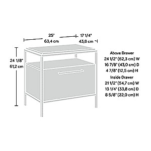 Sauder Nova Loft 1-Drawer Night Stand with Open Shelf, L: 24.96" x W: 17.24" x H: 24.09", Grand Walnut Finish