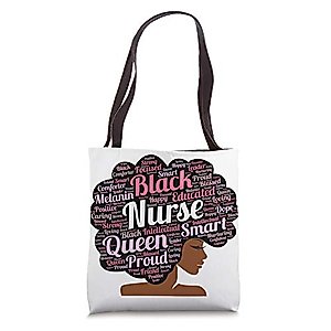 African American Black Nurse Words in Afro Tote Bag