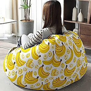Lukery Bean Bag Chair for Adults (No Filler), 3D Fruits Bean Bag Cover, Stuffed Animal Storage Bean Bag Chairs for Kids, Comfy Bean Bags Cotton Beanbag Lazy Sofa (Banana,L/35.4x43.3'')