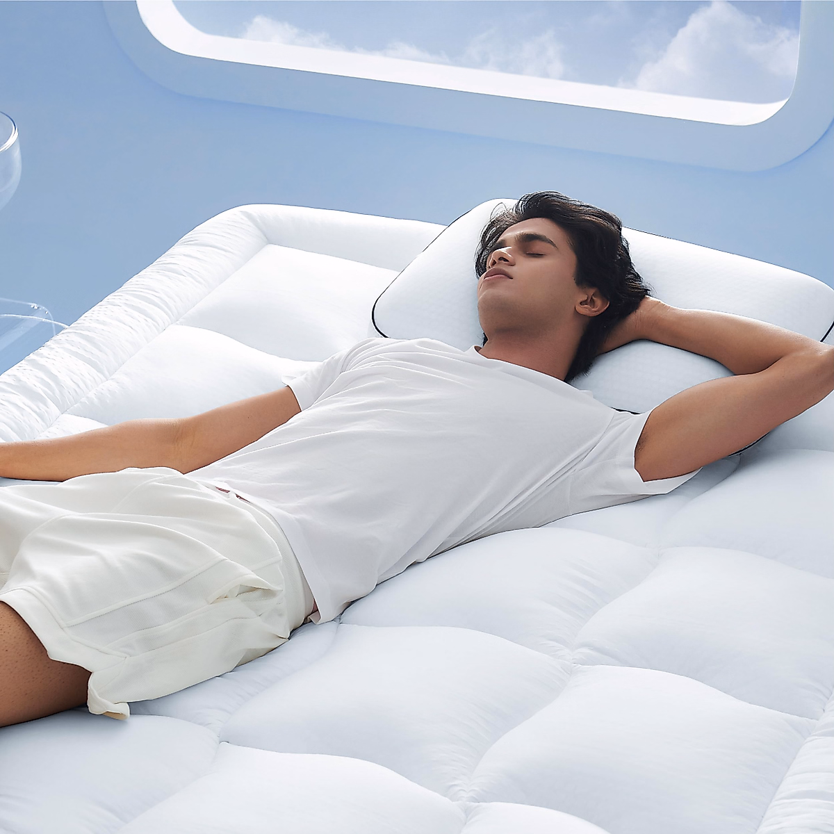 Bedsure Breescape Cooling Mattress Topper, Queen Mattress Pad, Extra Thick Soft Quilted Mattress Cover, Pillow Top Mattress Protector with a Deep Pocket Fitted to 8"-21" Mattresses