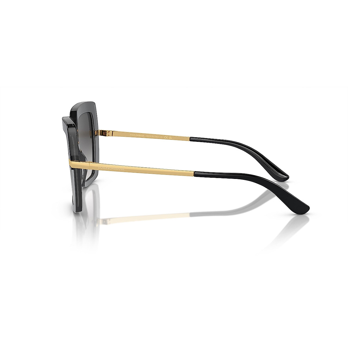 Dolce & Gabbana Modern Rectangular Prism with Arms Sunglasses, Top Black On Transparent Black, 52