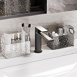 Himilucky Bathroom Vanity Tray, Makeup Organiser, Skincare Organiser Beauty Caddy Storage Box for Dresser & Bathroom, Decorative Dresser Tray, Vanity Organiser with 1 Movable Inner Case, Clear