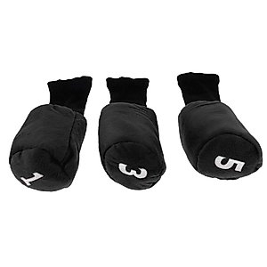3pcs Golf Clubs Set Driver Covers Cloth, Black