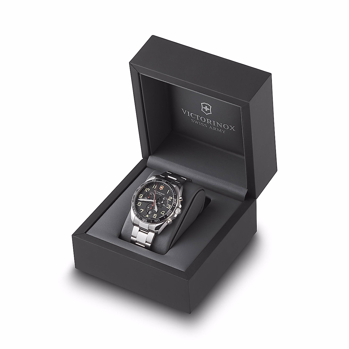 Victorinox Fieldforce Chrono Black Dial Stainless Steel Bracelet Watch 42mm - 241855