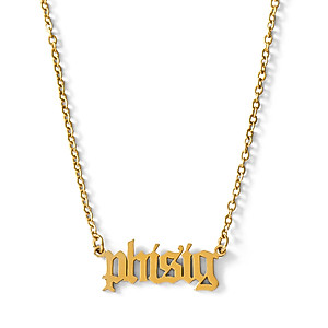 Sorority Shop Phi Sigma Sigma Necklace — PSS Old English Font Design, 18K Gold Plated, Phi Sigma Sigma Gifts for Women