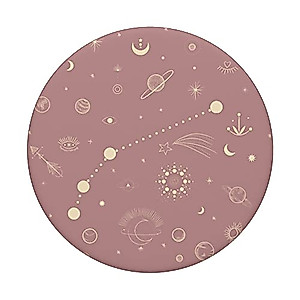 Mystic Astrology Space Stars Moon Pattern Rosy Brown PopSockets Swappable PopGrip