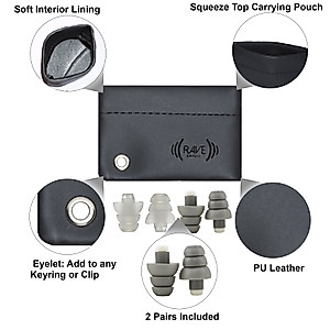 Rave High Fidelity Ear Plugs: HiFi Hearing Protection for Music, Concert; Noise Reducing Earplugs Help Stop Tinnitus; Ear Buds Filter Noise for Ear Protection (Black Case) (2 Pairs - 19/25 Decibel)