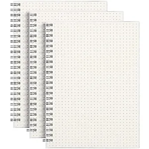 AHGXG Dotted Journals Spiral Notebook 3 Pack, A5 Bullet Dot Grid Journal with 100 GSM Thick Dotted Paper, Transparent Hardcover, 80 Sheets, for Bullet Journaling, Artist Writing Drawing, 5.7" x 8.3"