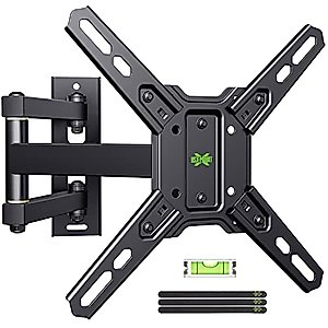 USX MOUNT Full Motion TV Monitor Wall Mount for Most 13-42 inch Flat Curved Screen TVs & Monitors Up to 55lbs, Single Stud TV Mount Bracket Articulating Arms Swivel Tilt Extension, Max VESA 200x200mm