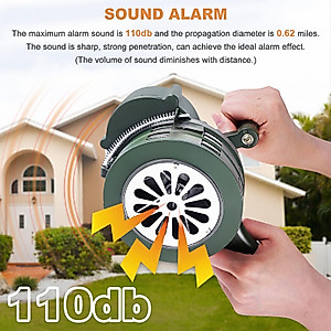 Saladulce Hand Crank Siren Horn Manual Operated Metal Alarm Handheld Air Raid Siren Portable Loud Manual Siren Emergency Safety (Green)