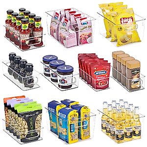 Clear Fridge Organizer Bins Set - 10 Piece Plastic Refrigerator Organizers and Storage Bins, Clear Freezer Storage Bins, Fridge Organization Bins, Snack Organizer Fridge Bins with Handle for Freezer