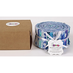 Soimoi 40Pcs Tie Dye Print Cotton Precut Fabrics for Quilting Craft Strips 2.5x42inches Jelly Roll - Blue