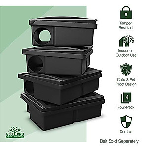 Mouse Bait Station | 4-Pack Indoor & Outdoor Mouse Bait Stations | Bait (Not Included) is Secured by Lock & Key | Pet & Child-Safe Alternative to Mouse Traps | for Mice Only - by Eco Pro Pest Control