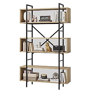 IDEALHOUSE 6 Tier Bookshelf with Storage, 71.3 Inch Tall Industrial Book Shelf with Open Display Bookshelves, 6 Shelf Bookcase with Metal Frame for Living Room, Bedroom and Home Office-Burlywood