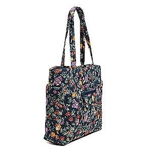 Vera Bradley Women's Cotton Deluxe Vera Tote Bag, Fresh-Cut Floral Green, One Size