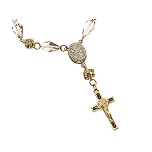 One Decade Czech Cristal Saint Benedict Car Rosary Rearview Mirror Handmade