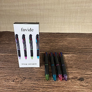 favide 4 Pack 0.7mm 4-in-1 Multicolor Ballpoint Pen，4-Color Retractable Ballpoint Pens for Office School Supplies Students Children Gift